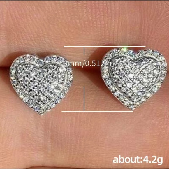 Jewelry | Pave Heart Earrings In Gold | Poshmark